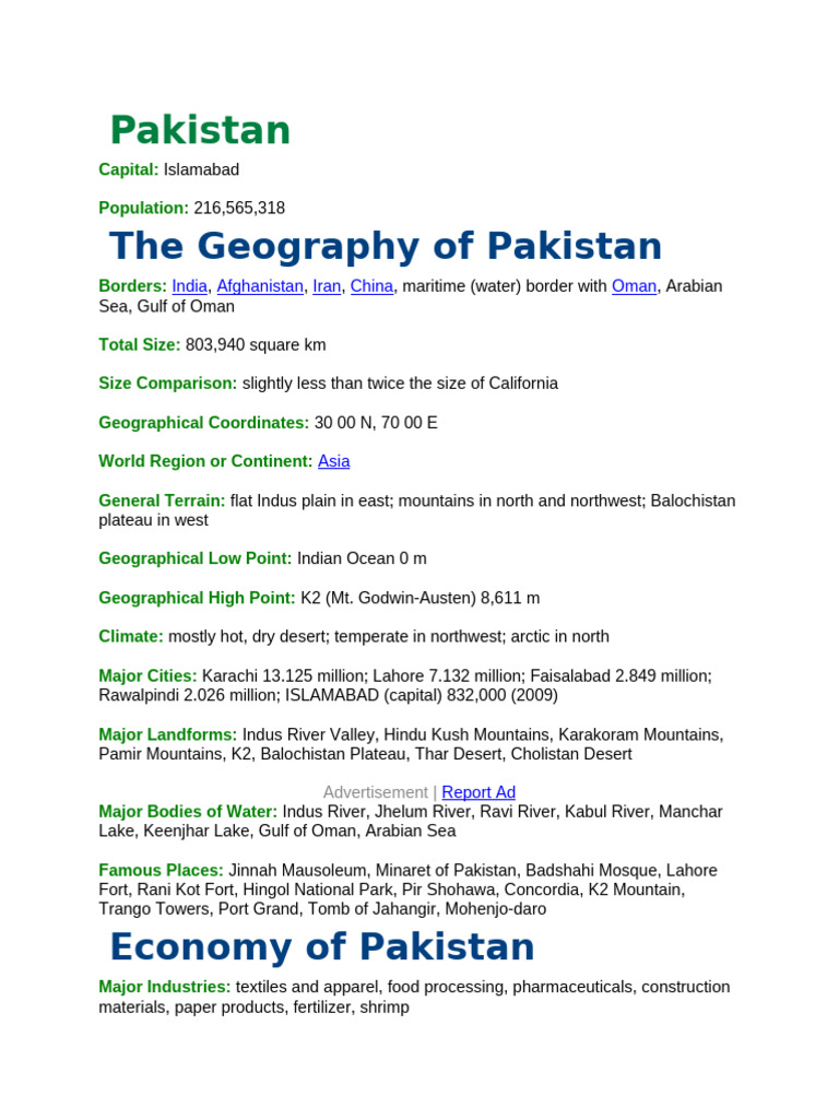 GEOGRAPHY OF PAKISTAN | PDF | Pakistan