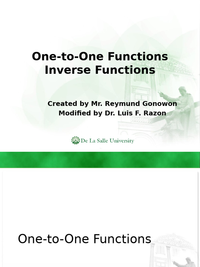 12 - 13. One-To-One and Inverse Functions-1 | PDF | Function ...