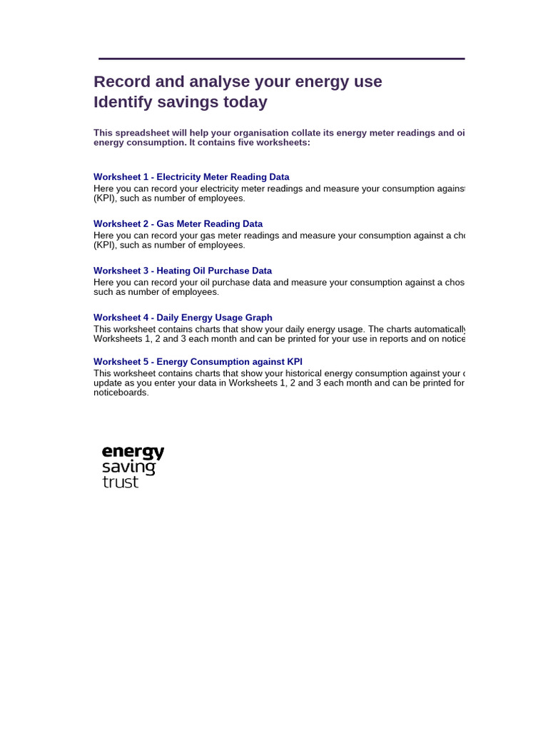 Energy Usage Tracking Spreadsheet 11092022 | PDF | Performance ...