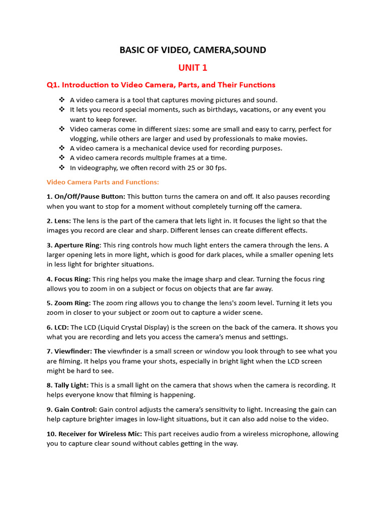 Video camera | PDF | Camera Lens | Zoom Lens