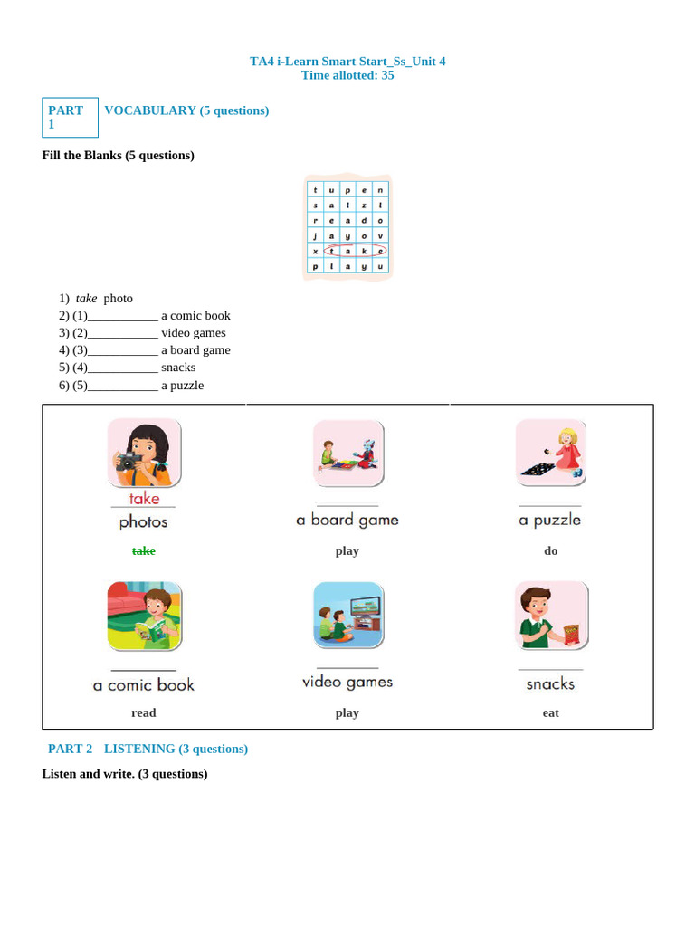 TA4 I-Learn Smart Start - Ss - Unit 4 | PDF