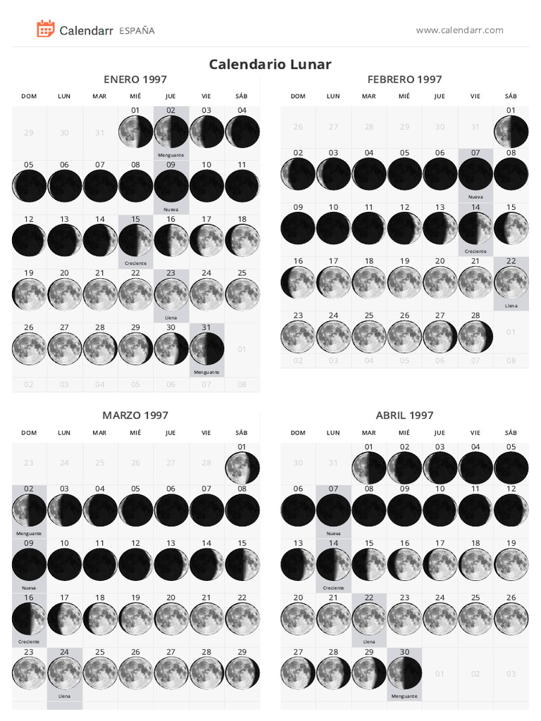 Calendario Lunar de 1997 | PDF