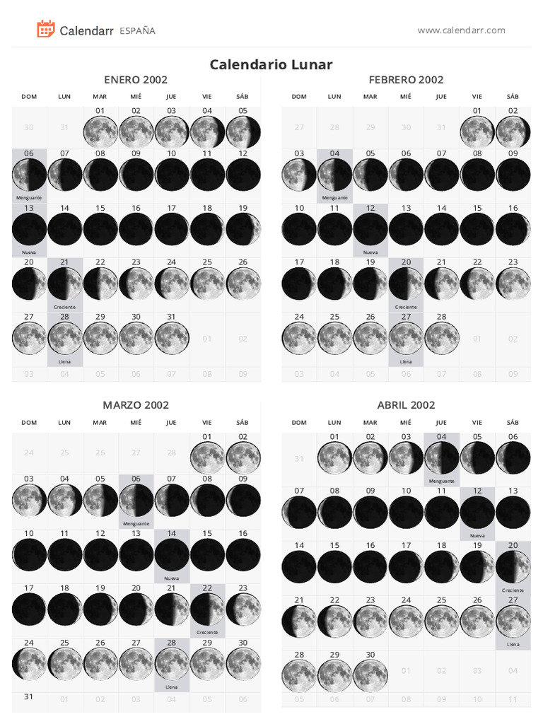 Calendario Lunar de 2002 | PDF