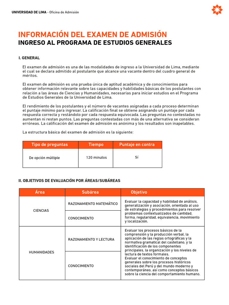 Admision 20251A Requisitos y Temario Del Examen | PDF | Ecuaciones