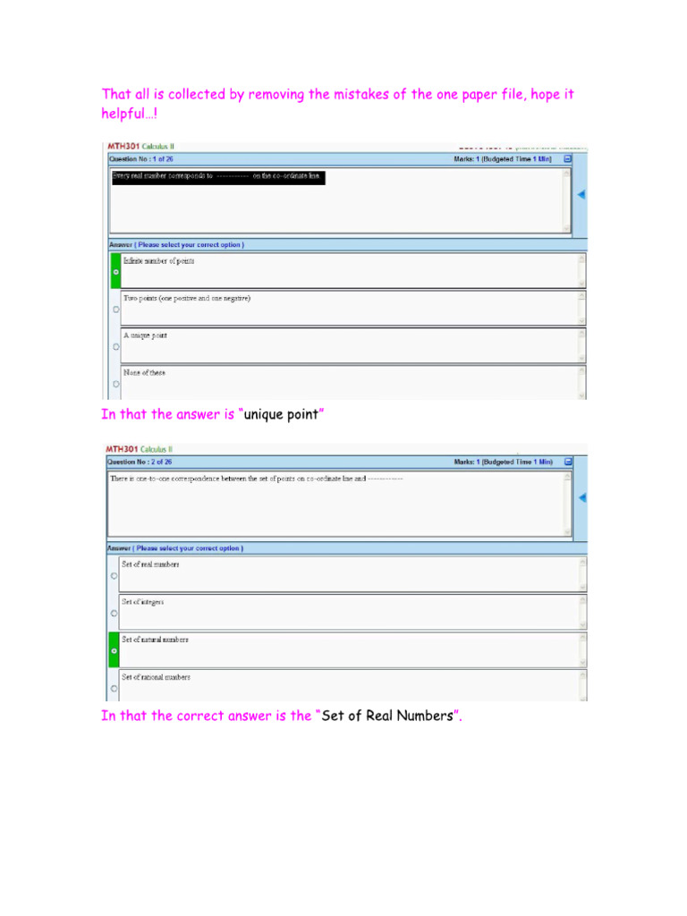 MTH301 MidTerm Paper VU SPARKY ⚡ | PDF
