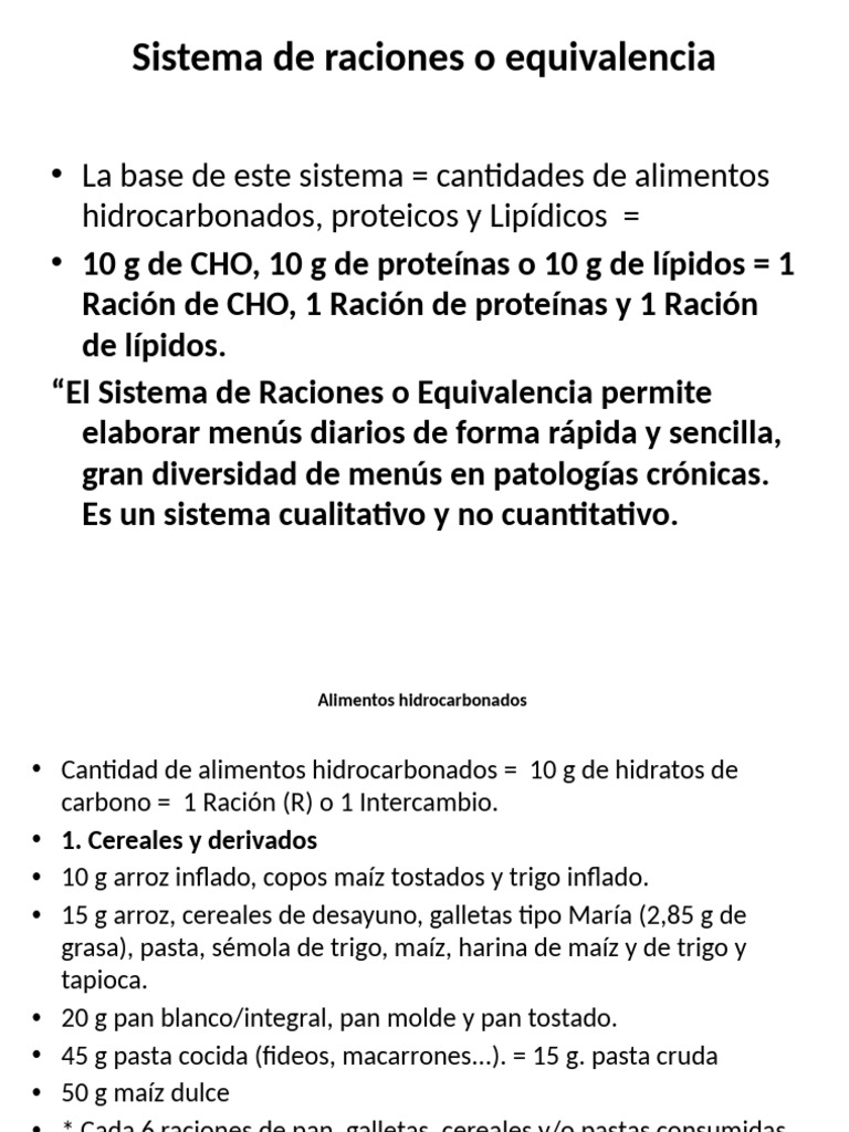 Sistema de Raciones o Equivalencias Actual 01.02 | PDF | Panes | Trigo