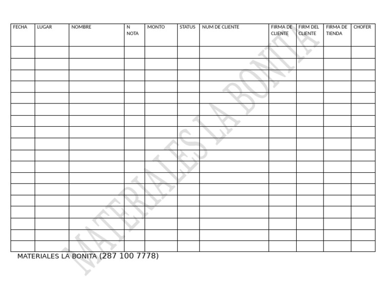 Bitacora Para El Chofer | PDF