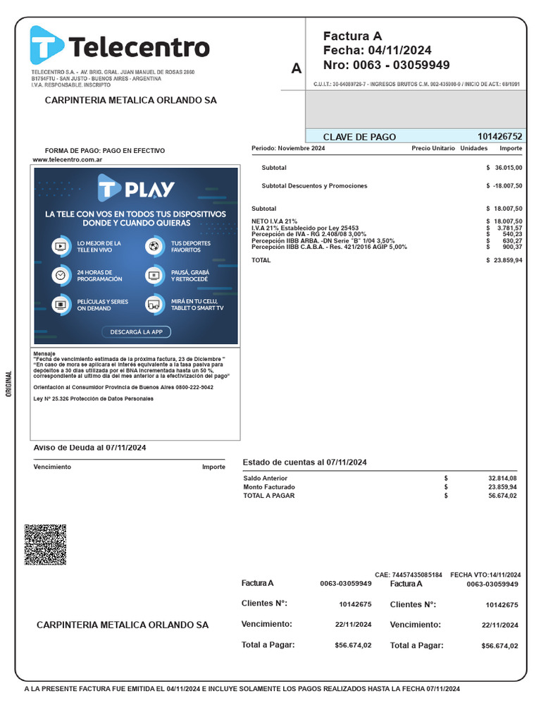 Telecentro A-00063-03059949 (Dualin) | PDF | Economias