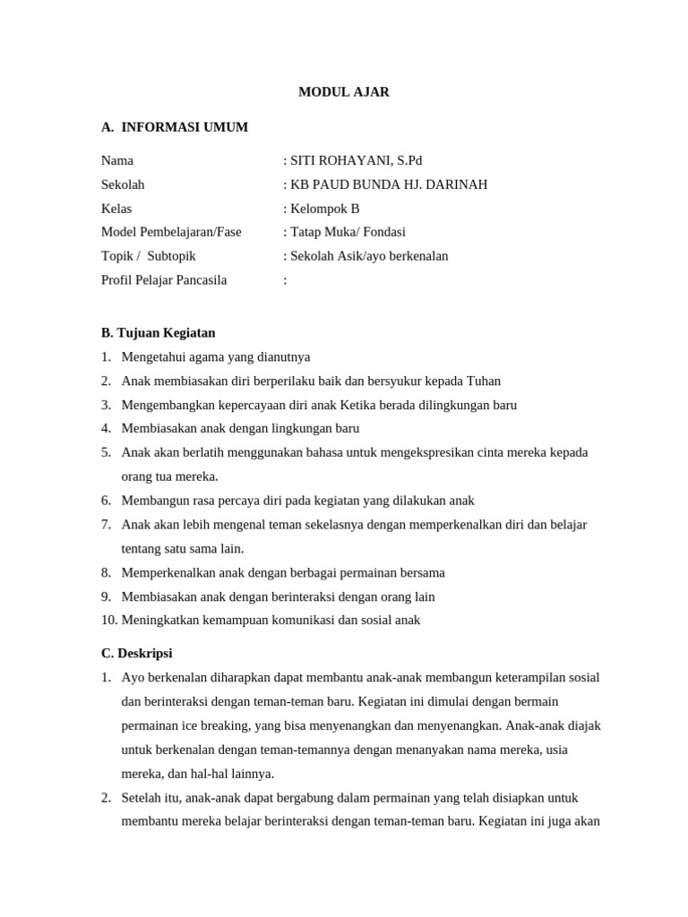 Contoh MODUL AJAR | PDF