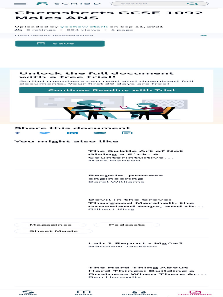 Chemsheets GCSE 1092 Moles ANS PDF Mole (Unit) Chemistry | PDF