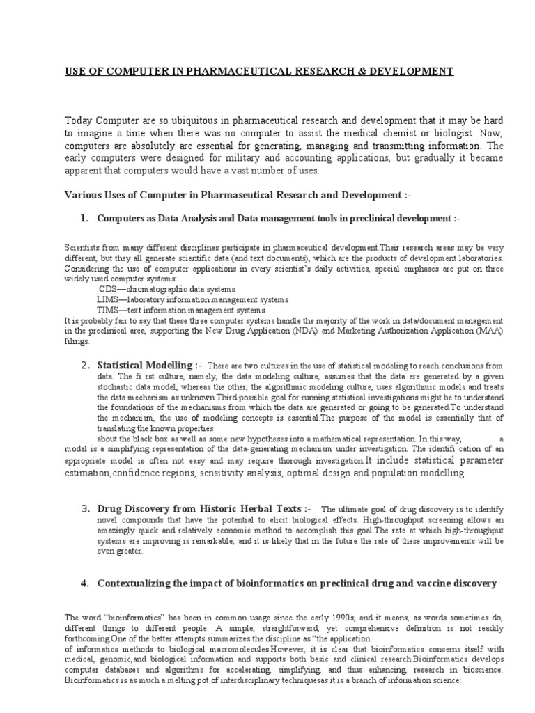 Pharmaceutical Research and Development | PDF | Bioinformatics ...