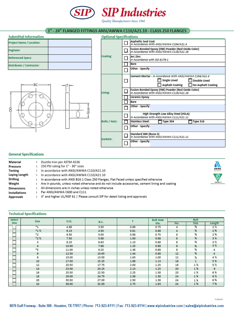 Flange Fittings - Class 250 | PDF | Materials | Building Materials