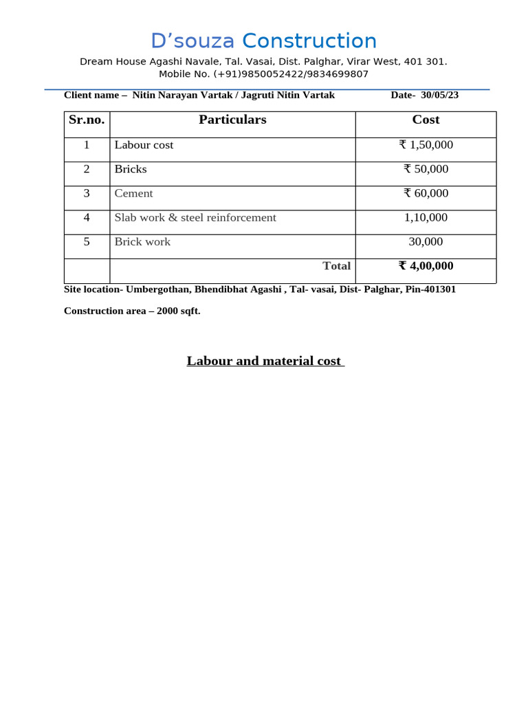 Labour Charges 3 | PDF