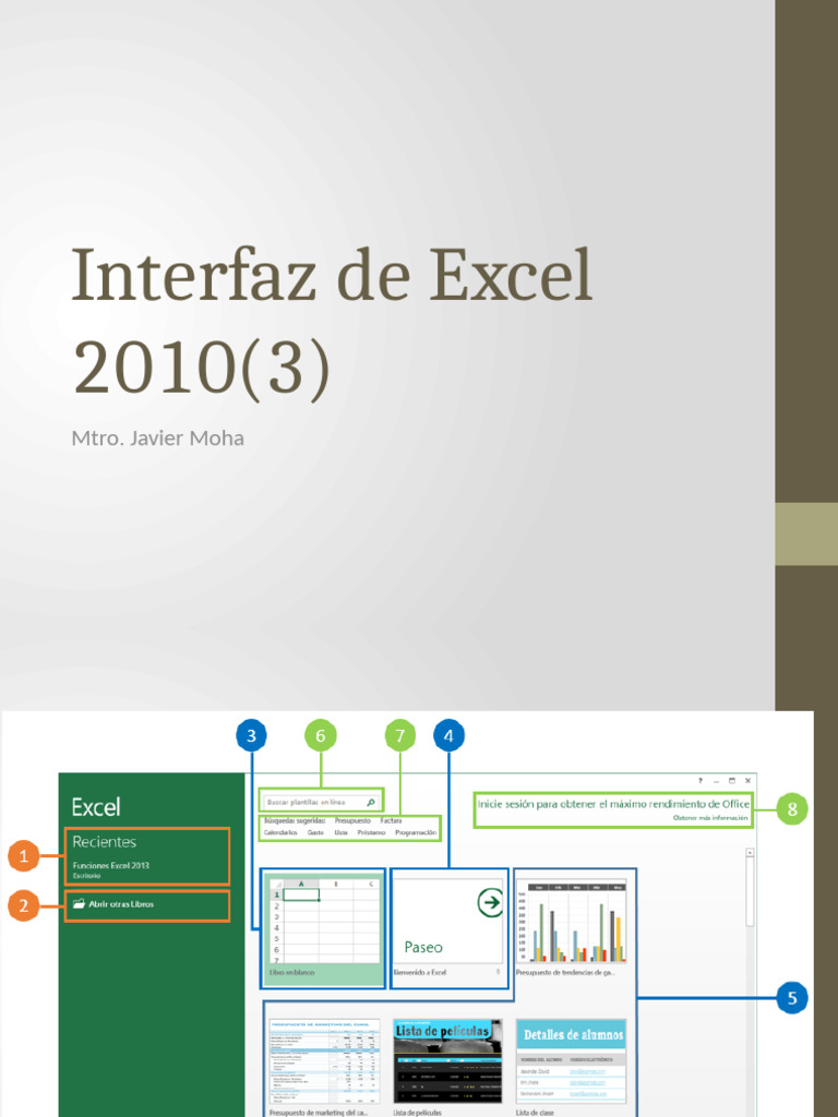 Interfaz de Excel 2013 | PDF