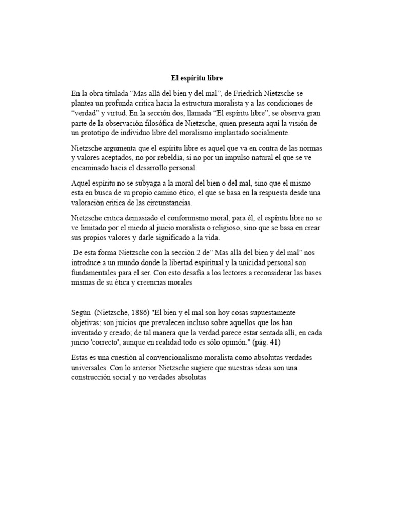 El Espiritu Libre | PDF | Friedrich Nietzsche | Moralidad