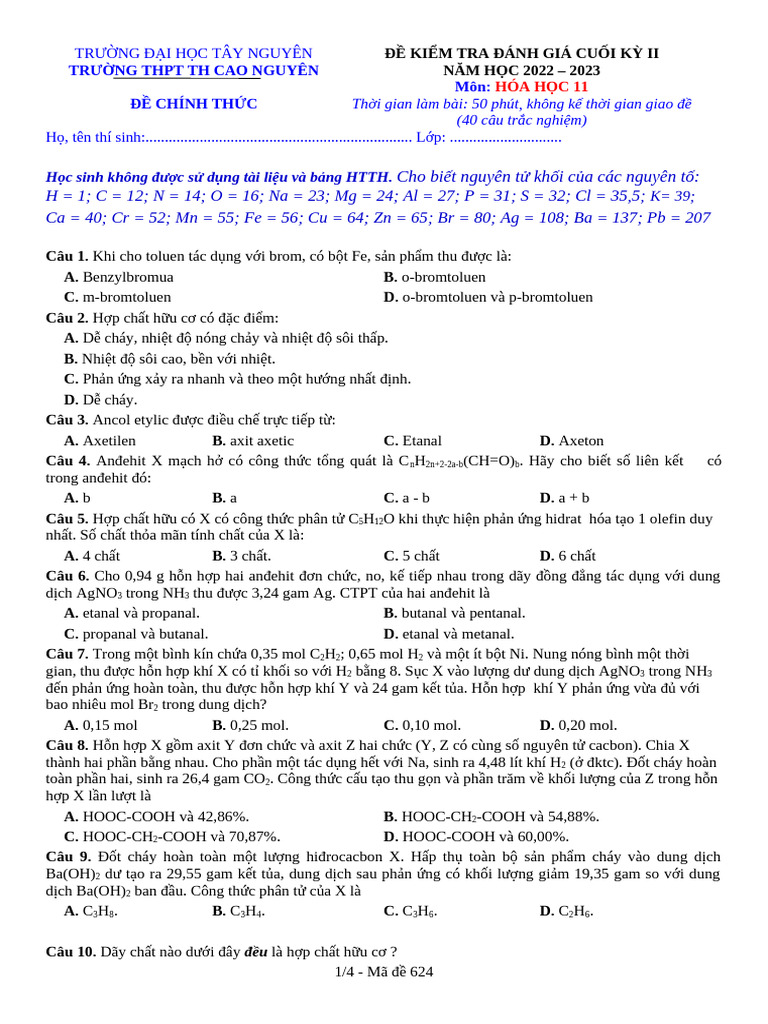 ĐỀ ÔN HKII | PDF