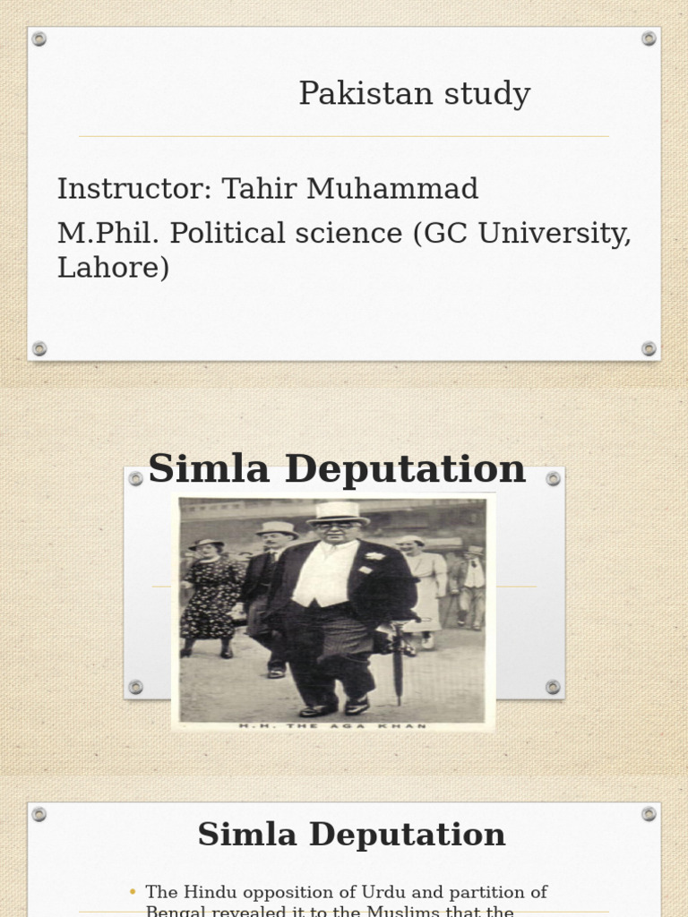 Simla Deputation | PDF | British India | Pakistan Movement