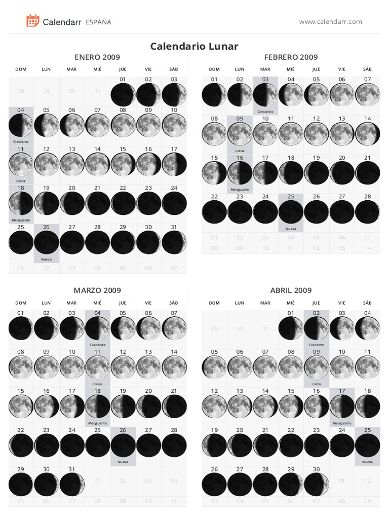 Calendario Lunar de 2009 | PDF