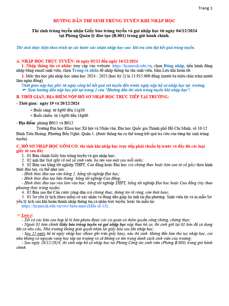 Nhap Hoc Dong Hoc Phi 2024 2 | PDF