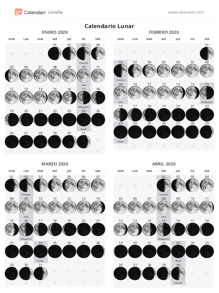 Calendario Lunar España 2020 | PDF