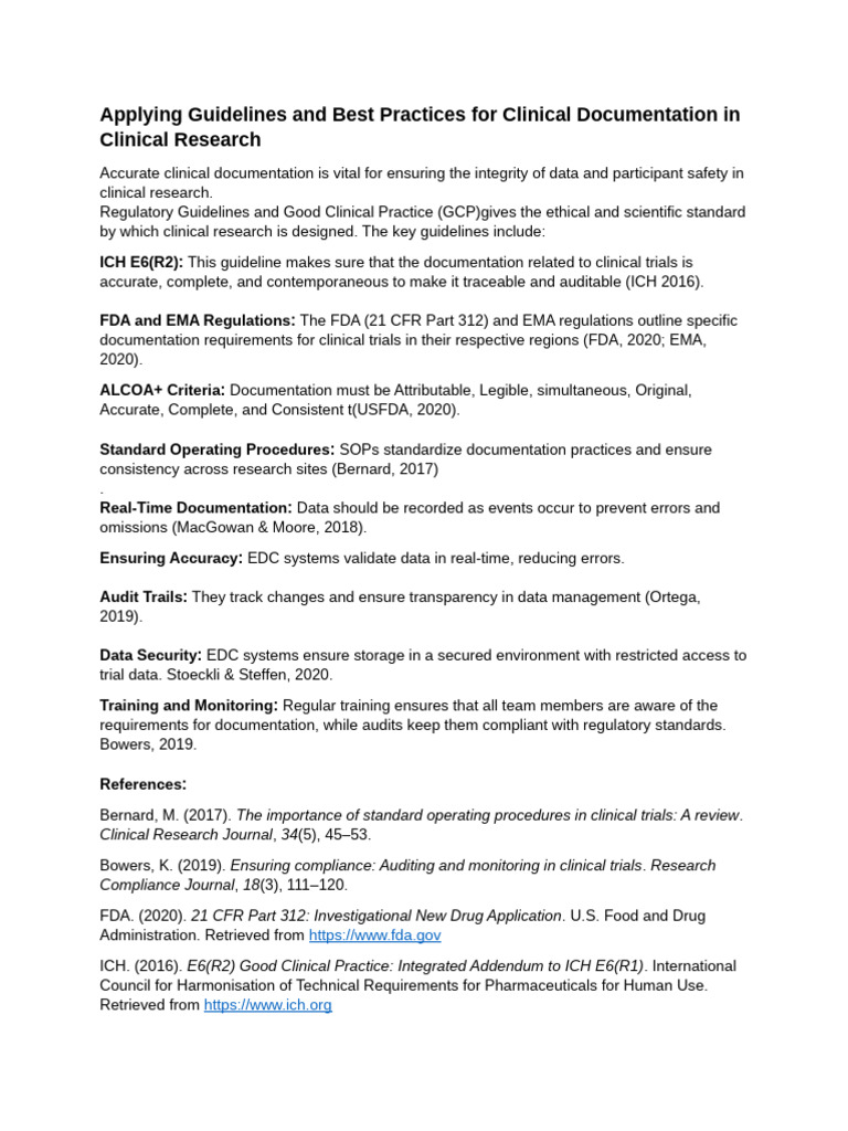 Applying Guidelines and Best Practices For Clinical Documentation in ...