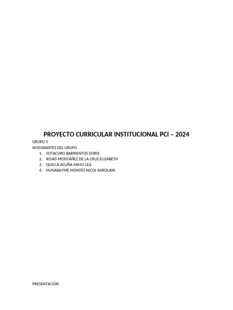 ESTRUCTURA DEL PCI (1) | PDF | Educación primaria | Aprendizaje