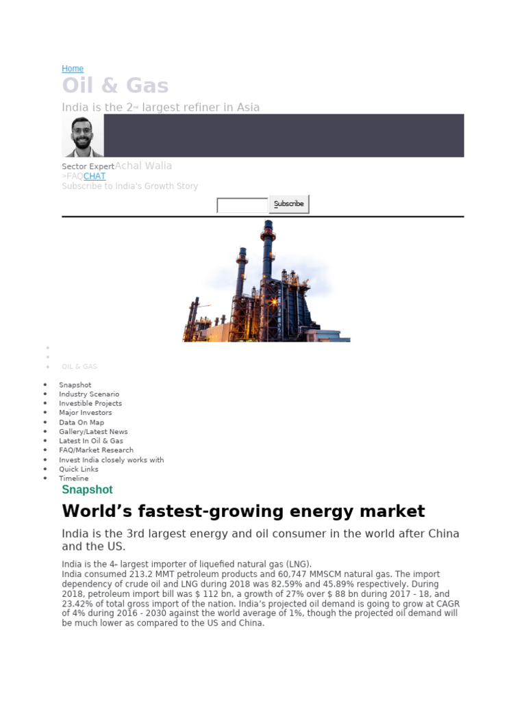 Invest India (Oil and Gas Industry) | PDF | Petroleum | Natural Gas