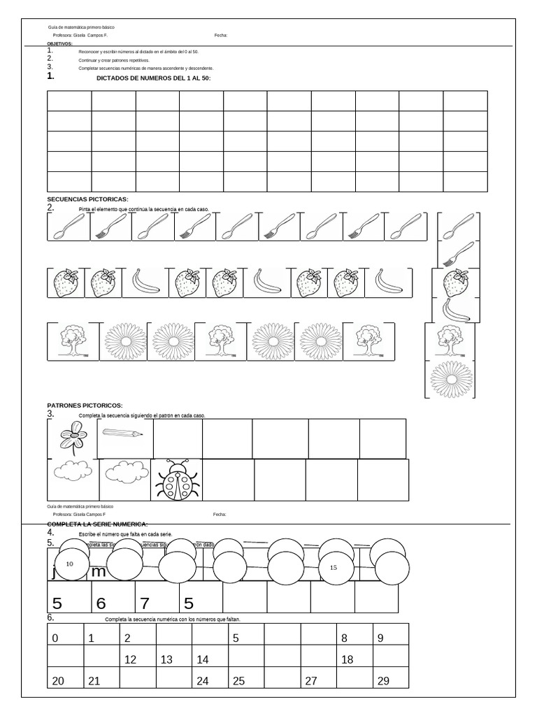 1 Basico Matematica PRUEBA PATRONES Y SECUENCIAS | PDF