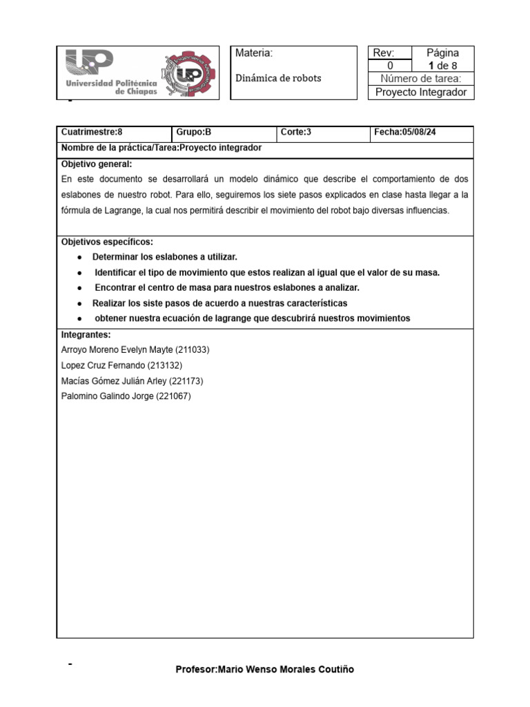 C3 Proyecto Integrador 221067 | PDF | Mecanica clasica | Robot