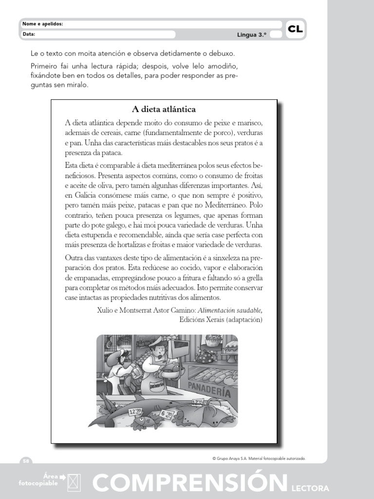 07_comprension_lectora galego 3ºEP | PDF