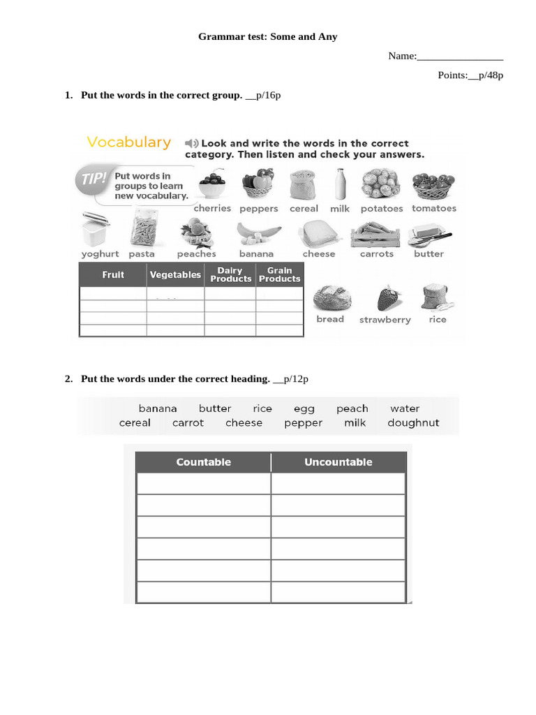 Grammar Test: Some and Any | PDF