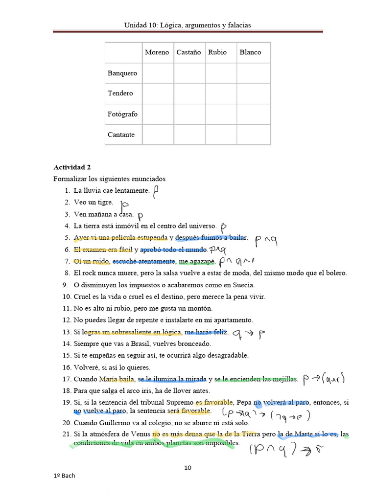 Ejercicios Lógica | PDF | Paradoja | Gases