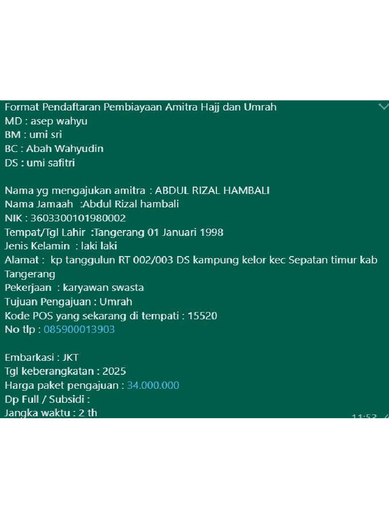 Pengajuan Amitra An ABDUL RIZAL HAMBALI - ABAH WAHYU | PDF