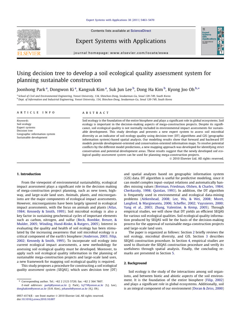 Using Decision Tree To Develop A Soil Ecological Quality Assessment ...