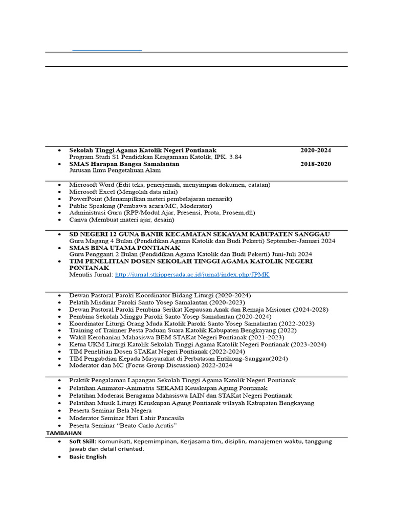 Contoh Surat Lamaran Guru PAK | PDF