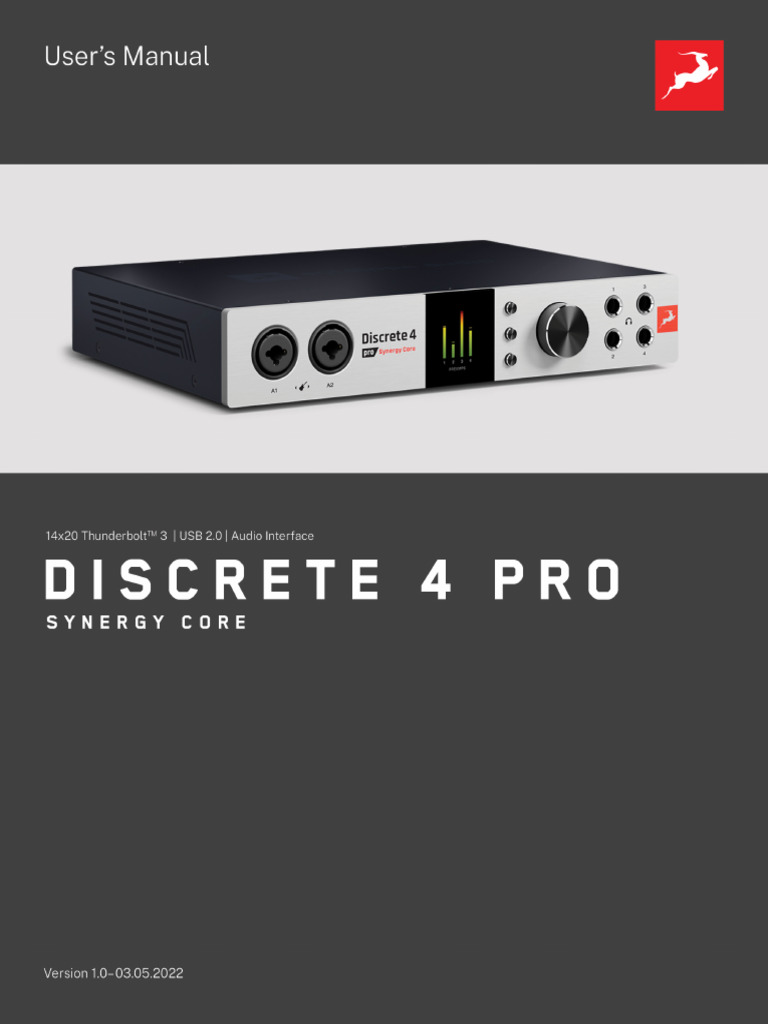 Discrete 4 Pro Synergy Core Manual | PDF | Usb | Electrical Engineering