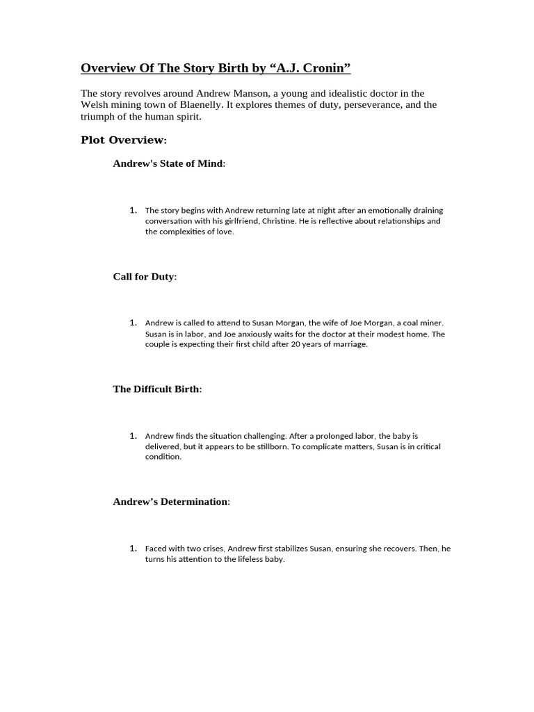 Overview of The Story Birth by | PDF | Psychological Resilience | Hope