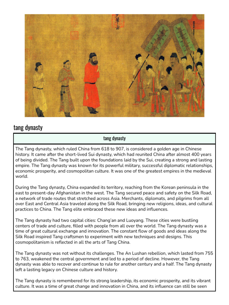 Tang Dynasty | PDF | Tang Dynasty | Silk Road