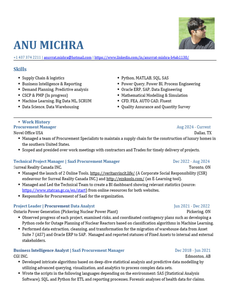ANU_MISHRA_Resume | PDF | Sas (Software) | Fluid Dynamics