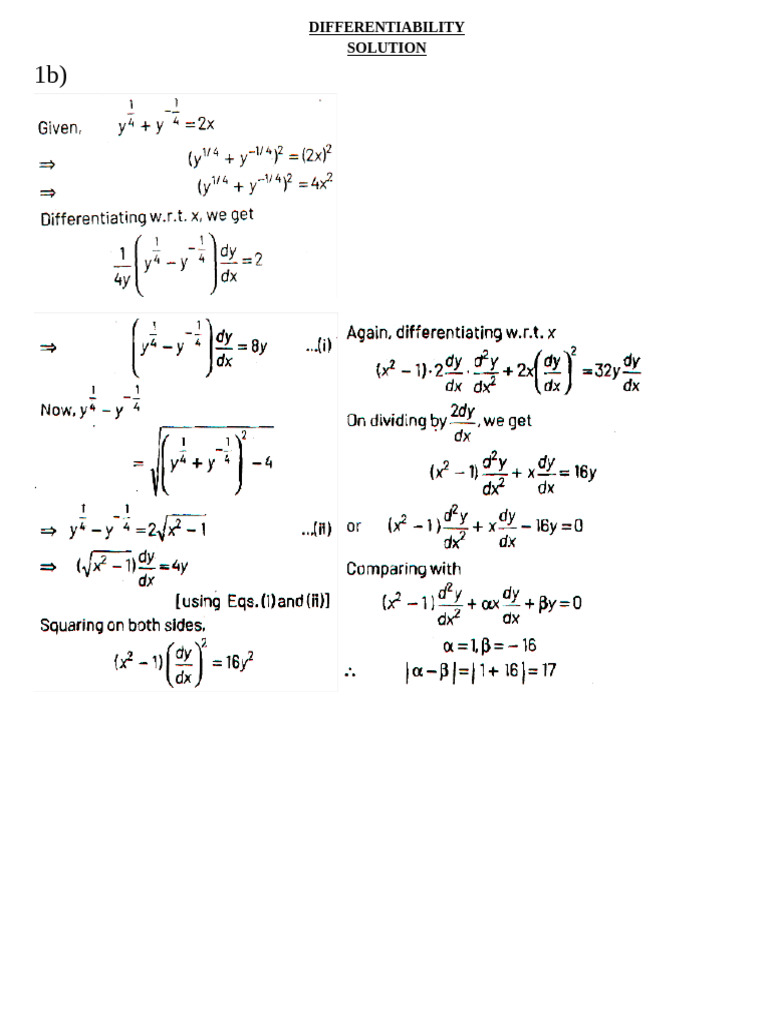 Differentiability (Solution) | PDF
