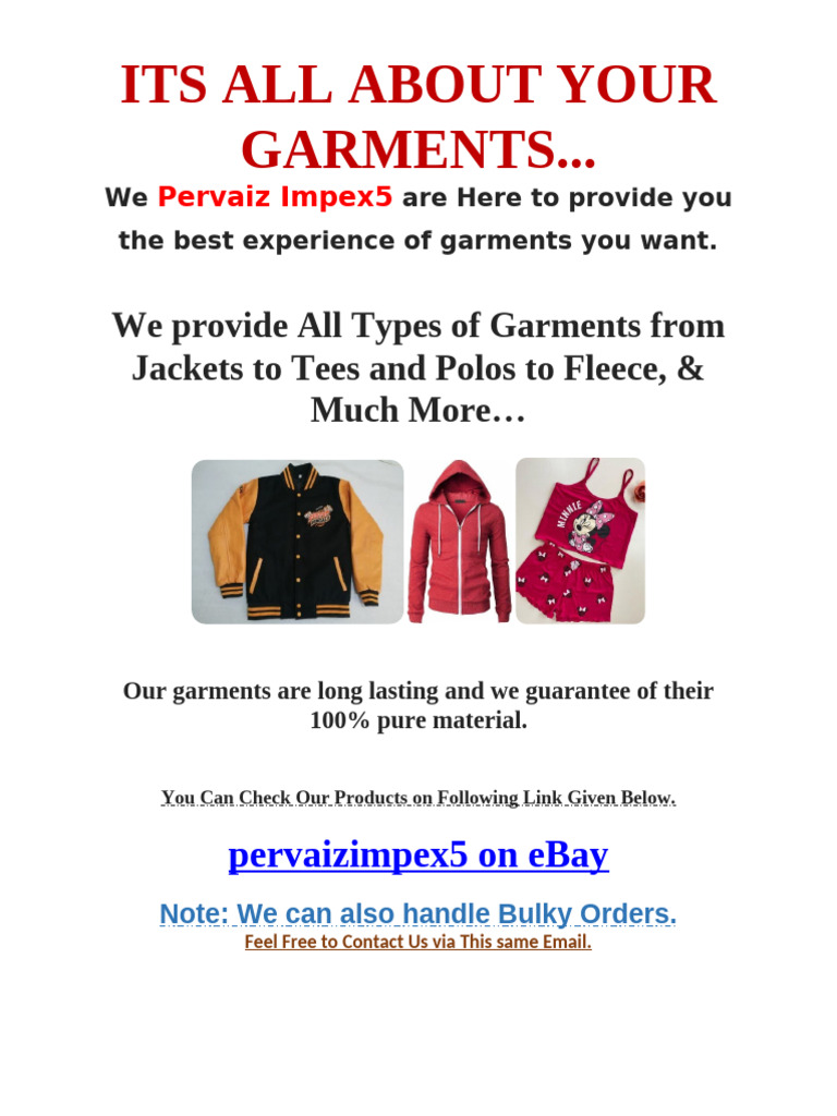Its All About Your Garments Pervaiz Impex 5 | PDF