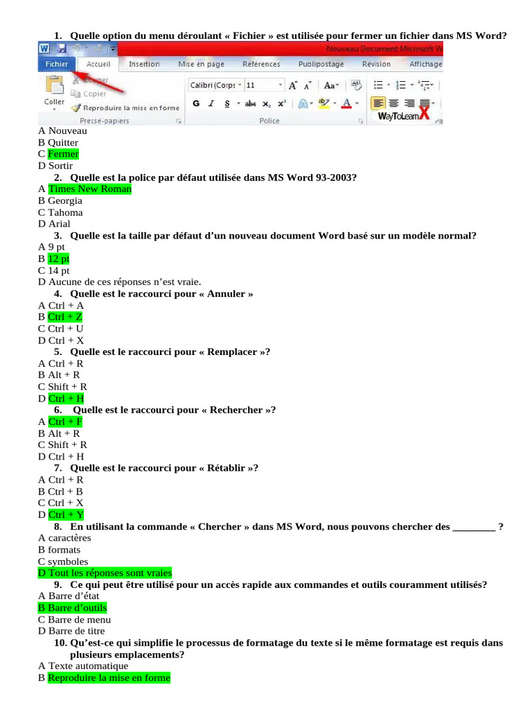 Exemple QCM | PDF | Microsoft Excel | Microsoft Word