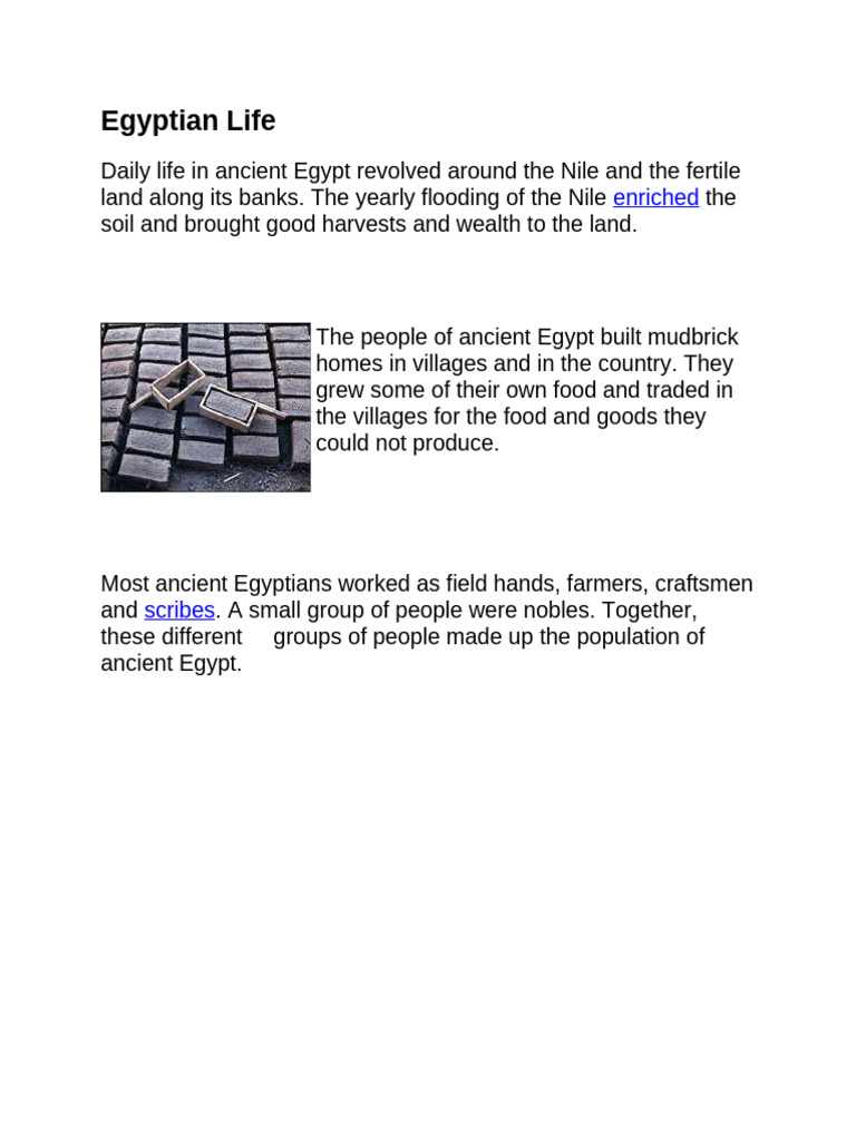 Daily Life in Ancient Egypt Explained | PDF