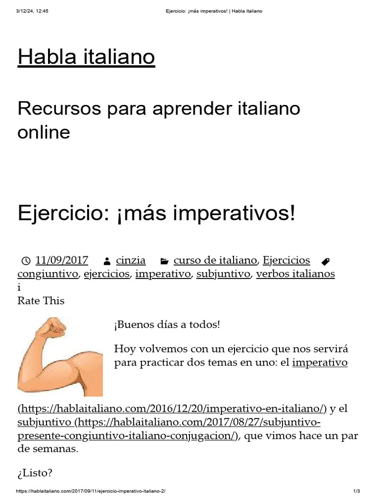 Ejercicio - ¡Más Imperativos! - Habla Italiano | PDF