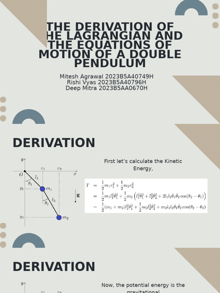 Derivation of Lagrangian Equations of Double Pendulum | PDF