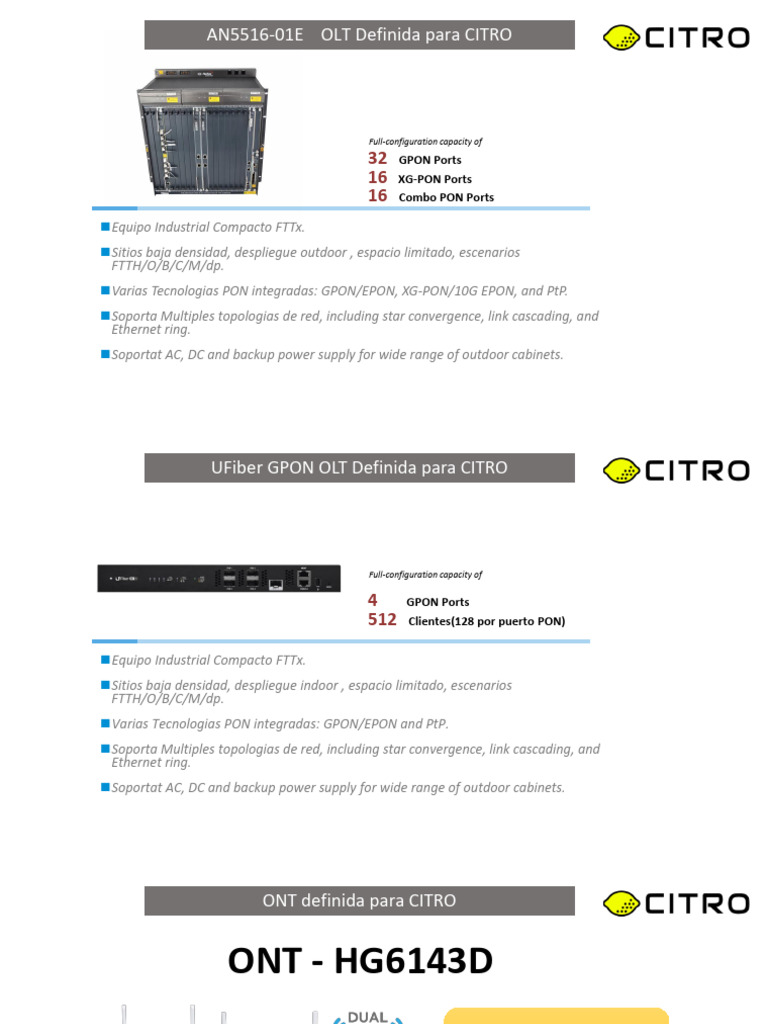 Equipos Gpon CITRO | PDF | Transmisión de datos | Telecomunicaciones