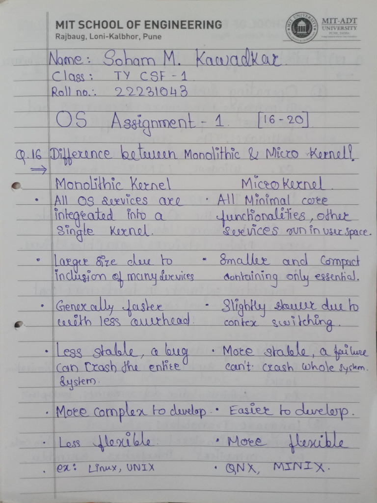 OS ASSIGNMENT 1 (16-20) | PDF | Computer Architecture | Software Engineering