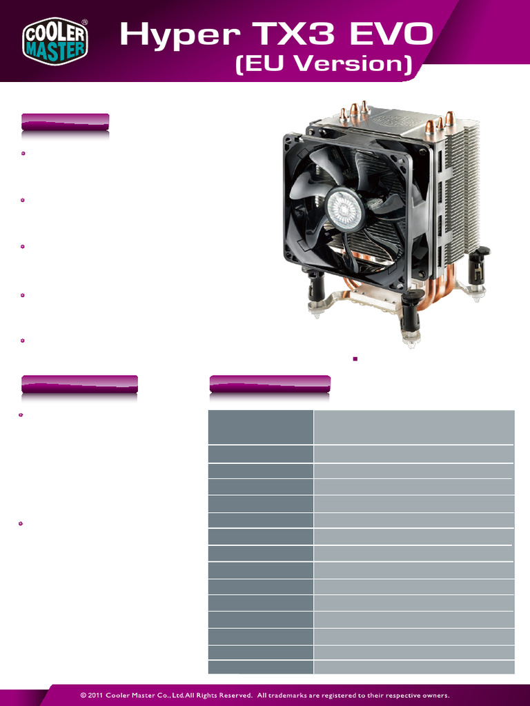 Product Sheet - Hyper TX3 EVO (EU) | PDF | Computer Hardware | X86 ...