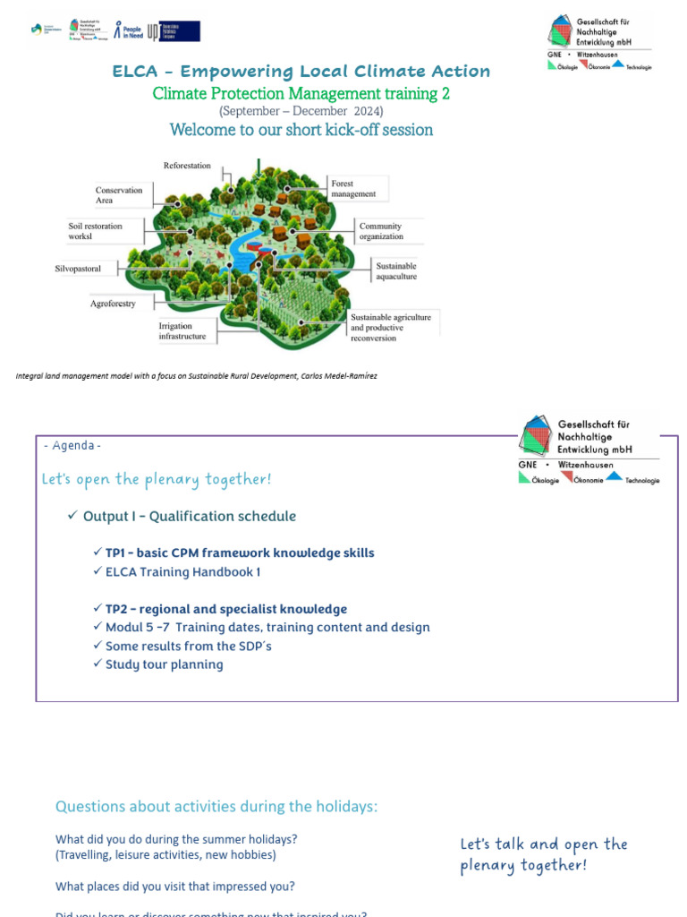 0 - ORAR - GNE Kick-Off TP2 - ELCA CPM Training 20240912 | PDF | Sustainable Development | Geography