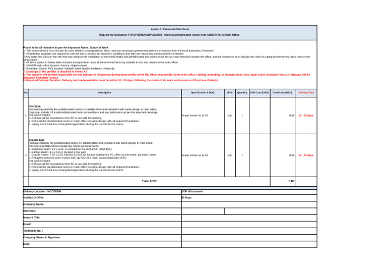 Annex C Financial Offer Form | PDF
